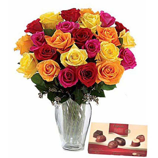 Belgian Chocolates N Mixed Roses australia | Gift Belgian Chocolates N ...