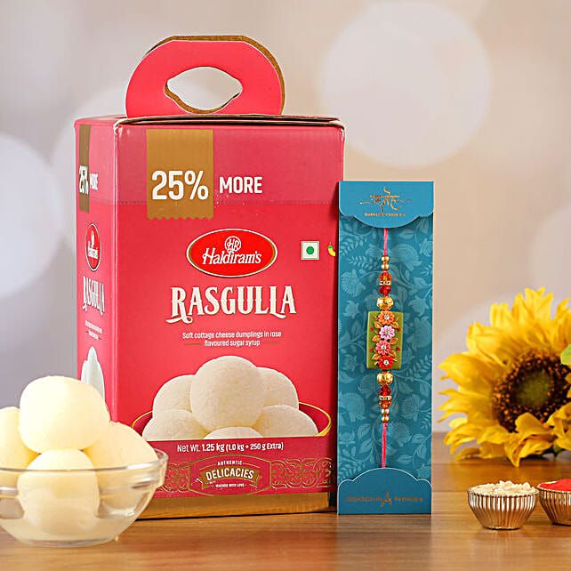 Rectangular Floral Kids Rakhi And Rasgulla australia | Gift Rectangular ...