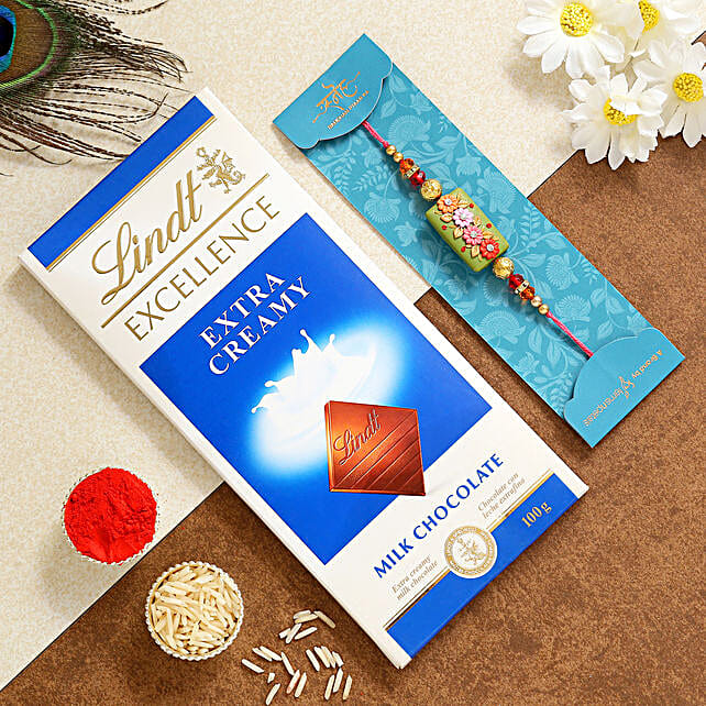 Rectangular Floral Kids Rakhi And Lindt australia | Gift Rectangular ...