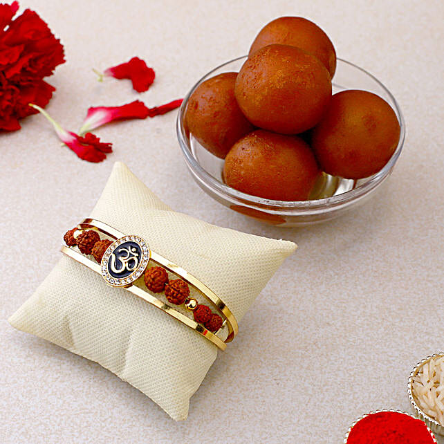 Om Rudraksha Bracelet Rakhi And Gulab Jamun australia | Gift Om ...