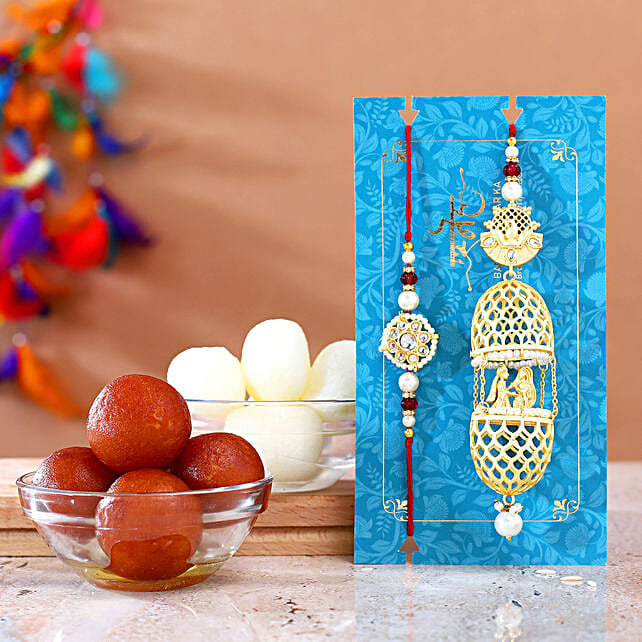 Raja Rani Lumba Rakhi Set With Gulabjamun And Rasgulla australia | Gift ...