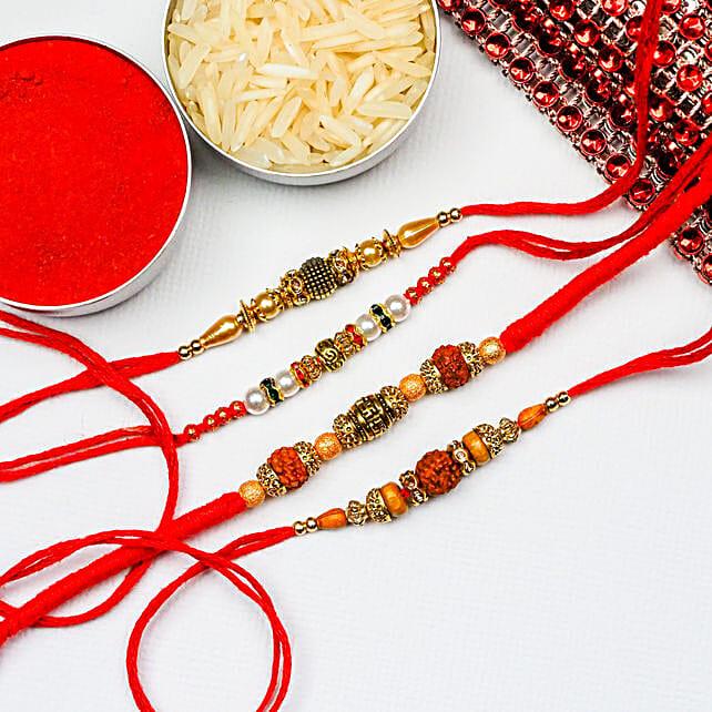 Set Of 4 Enticing Rakhis australia | Gift Set Of 4 Enticing Rakhis- FNP