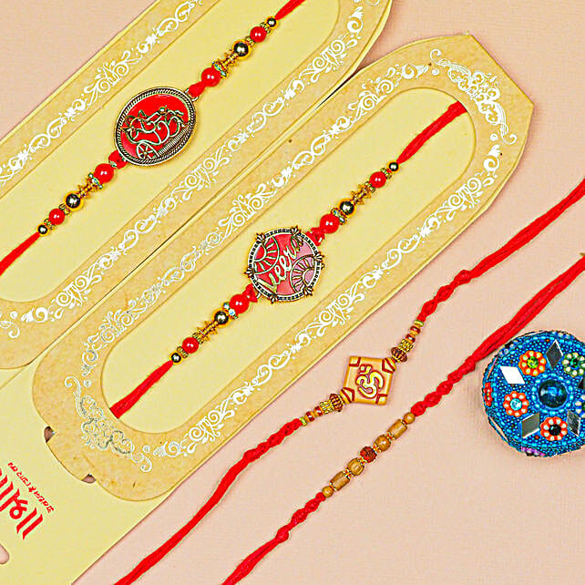 Set Of 4 Spiritual Rakhis australia | Gift Set Of 4 Spiritual Rakhis- FNP