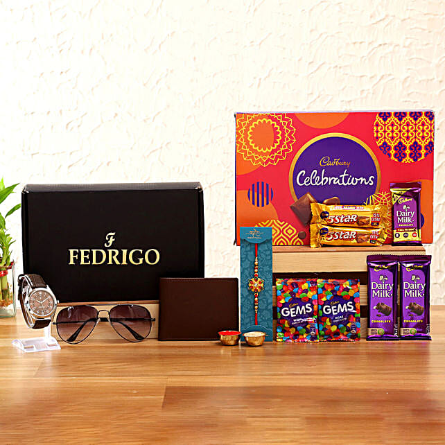 Traditional Meenakari Rakhi Fedrigo Gift Set Hamper bahrain | Gift ...