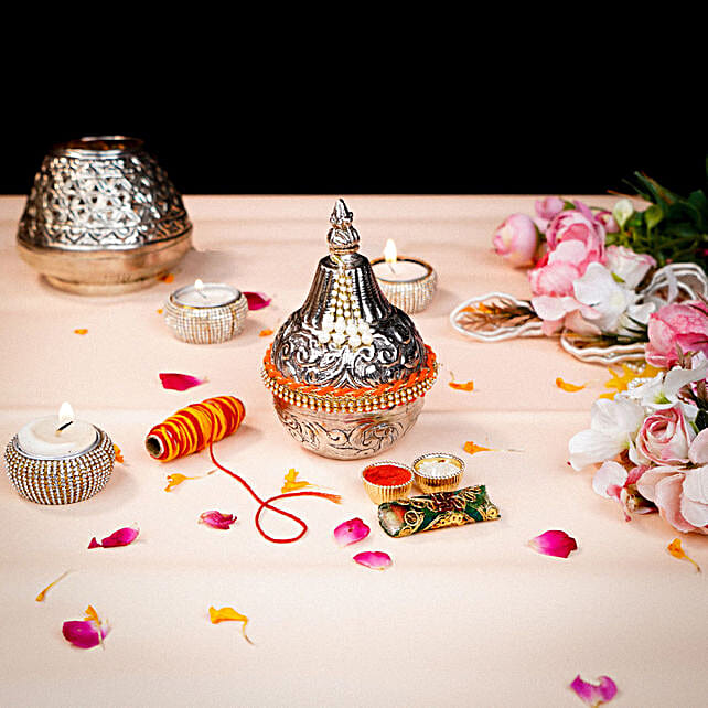 Luxurious Silver Bhaidooj Nariyal Gift bahrain | Gift Luxurious Silver ...