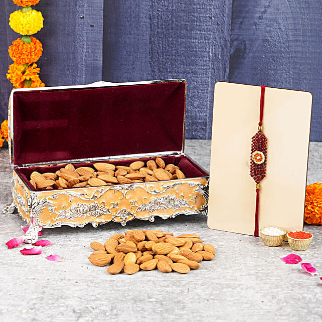 Premium Almonds In Regal Silver Box bahrain | Gift Premium Almonds In ...