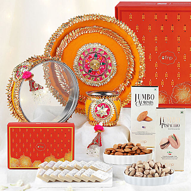 Karva Chauth Love and Tradition Thali Set bahrain | Gift Karva Chauth ...