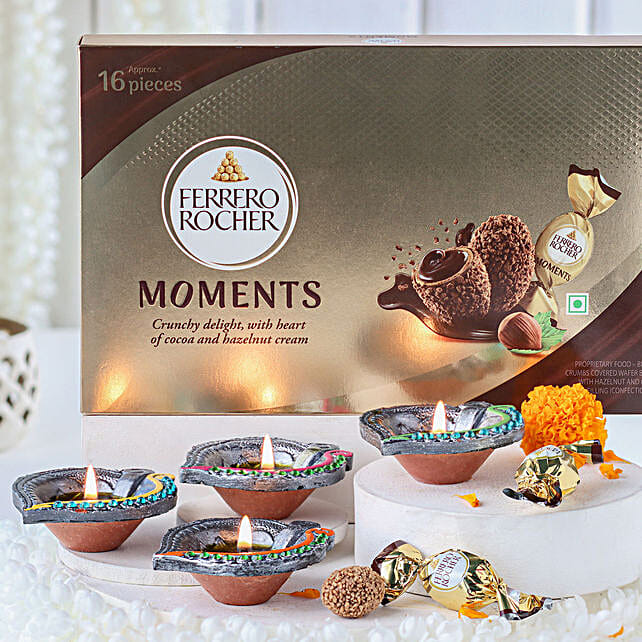 Elegant Diwali Diyas & Ferrero Rocher Box bahrain | Gift Elegant Diwali ...