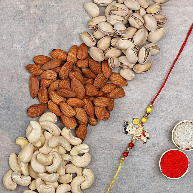 Dry Fruits N Bal Hanuman Rakhi belgium | Gift Dry Fruits N Bal Hanuman ...