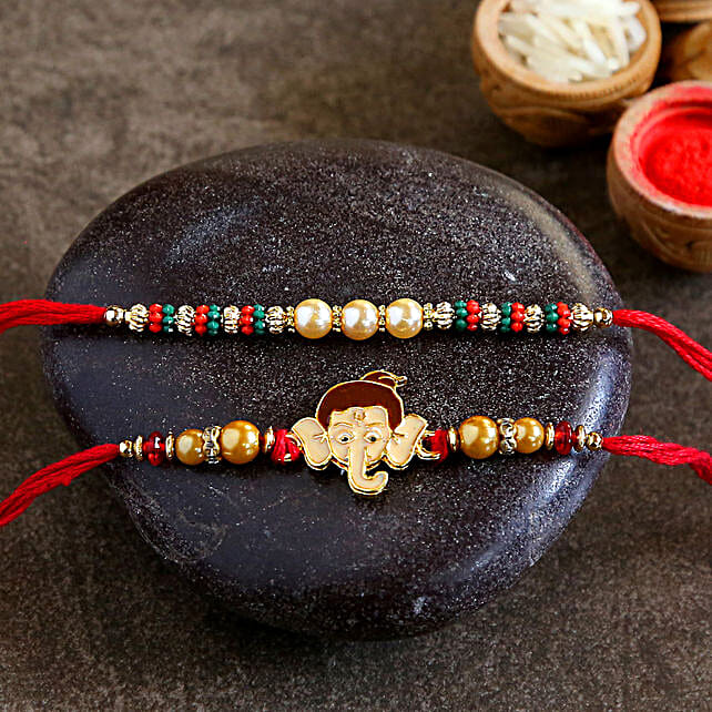 Pearl And Mauli With Bal Ganesha Rakhi belgium | Gift Pearl And Mauli ...