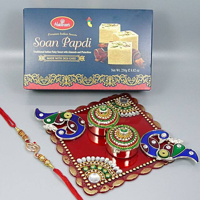Decorative Rakhi Puja Thali And Soan Papdi canada | Gift Decorative ...