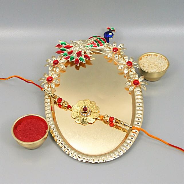 Designer Floral Rakhi And Peacock Thali Combo canada | Gift Designer ...