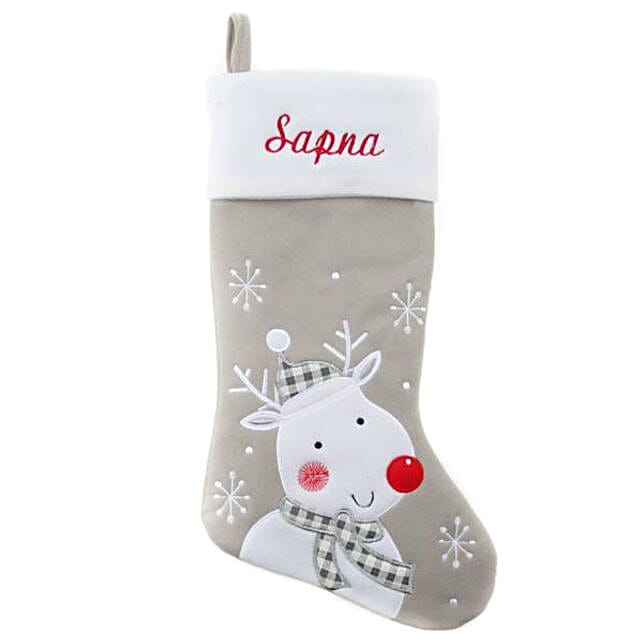 Personalised Grey Reindeer Stocking canada | Gift Personalised Grey ...