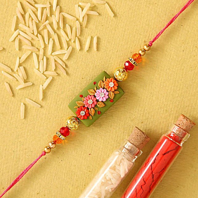 Rectangular Floral Design Kids Rakhi canada | Gift Rectangular Floral ...
