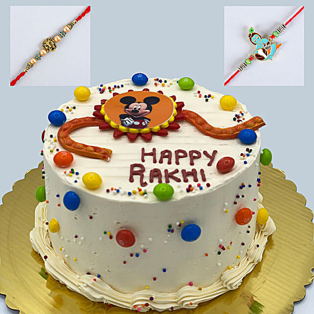 2 Ethnic Rakhis And Vanilla Cake canada | Gift 2 Ethnic Rakhis And ...