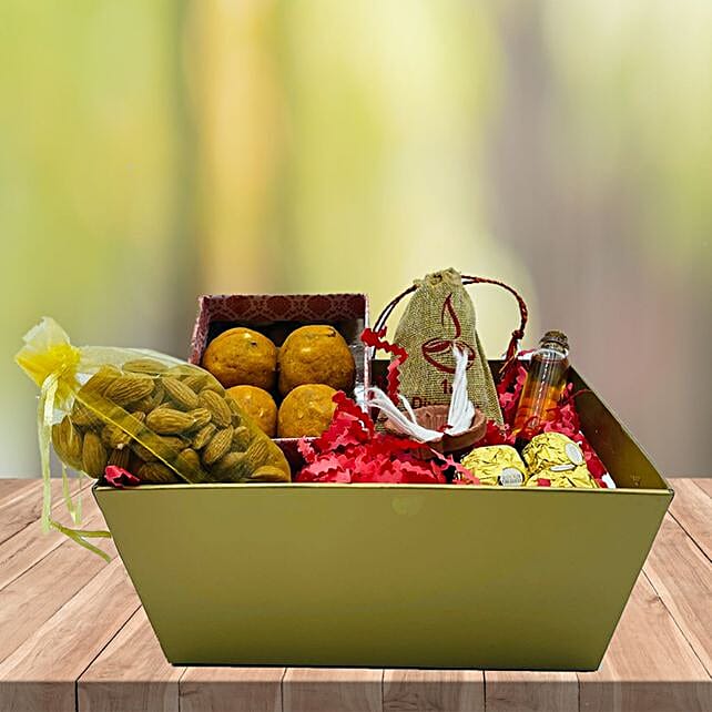 Diwali Golden Gift Basket canada | Gift Diwali Golden Gift Basket- FNP
