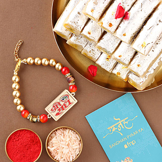 Sneh Radha Krishna Bracelet Rakhi & Kaju Roll canada | Gift Sneh Radha ...