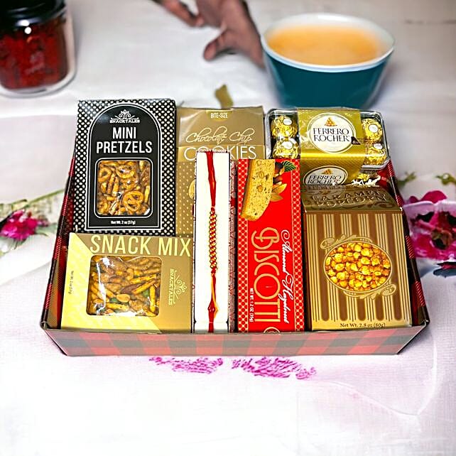 Sneh Gold Beads Rakhi & Snack Sensations Box canada | Gift Sneh Gold ...