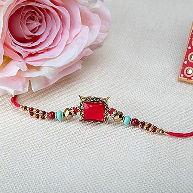 Square Pink Rakhi china | Gift Square Pink Rakhi- FNP