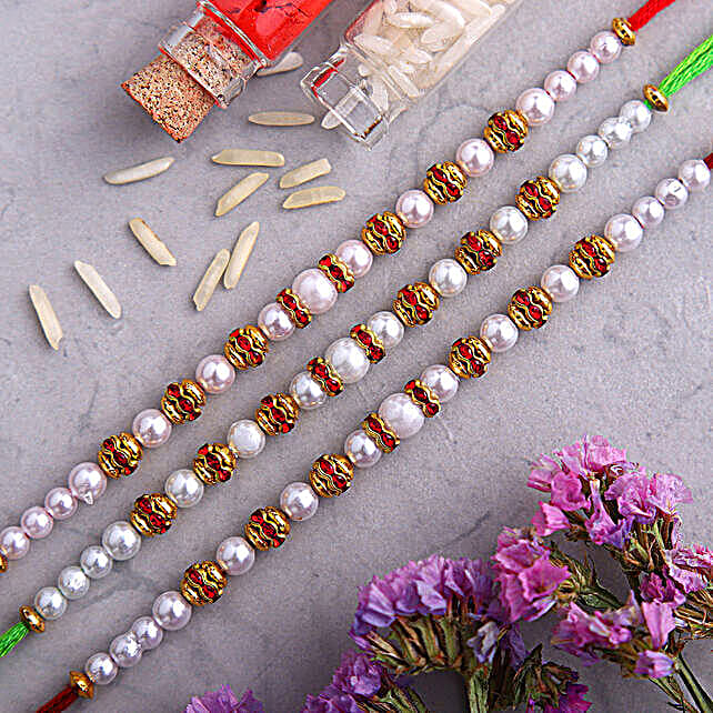 Sneh Sleek Design Pearl Rakhi Set china | Gift Sneh Sleek Design Pearl ...