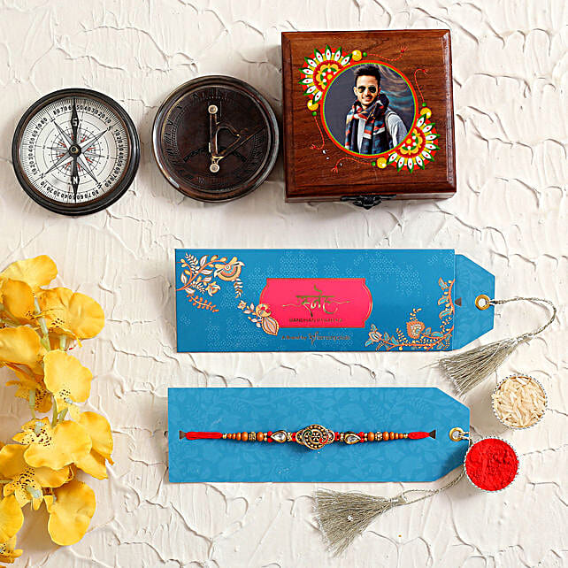 Traditional Rakhi and Personalised Sun Dial Compass Hamper indonesia ...
