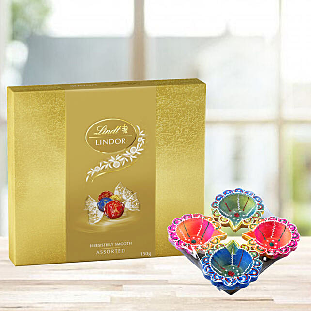 Lindt Luxury Gold Collection Box And Traditional Diyas indonesia | Gift ...