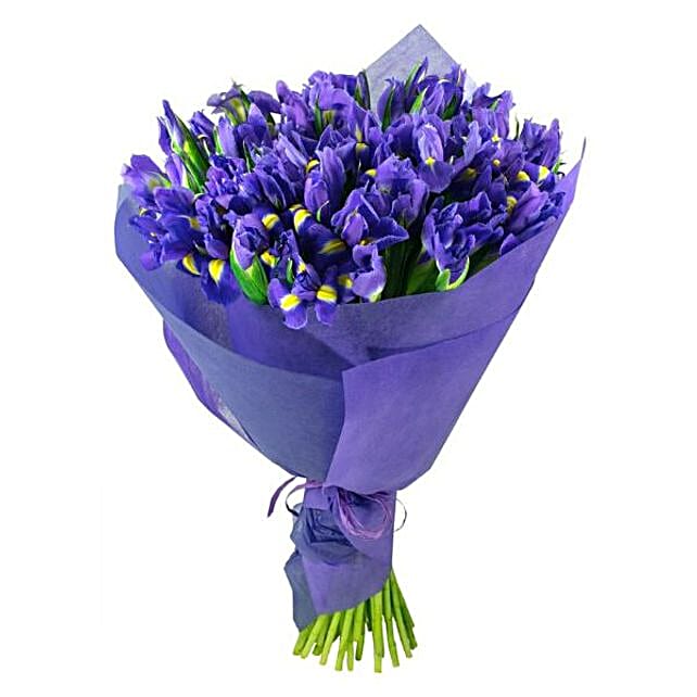 Alluring Blue Iris Bouquet italy | Gift Alluring Blue Iris Bouquet- FNP
