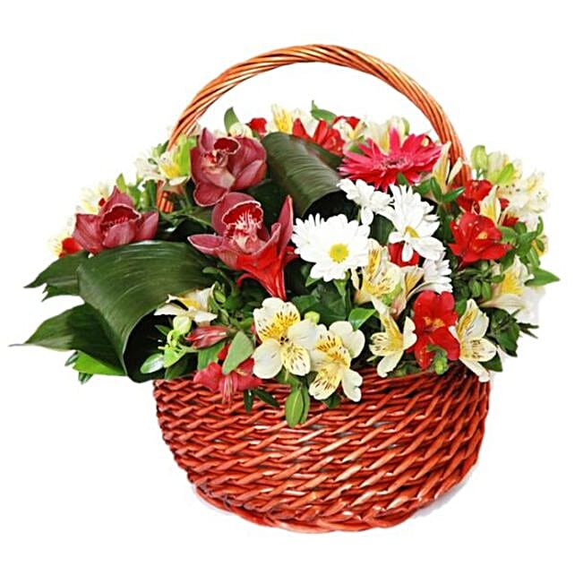 Red & White Floral Basket italy | Gift Red & White Floral Basket- FNP