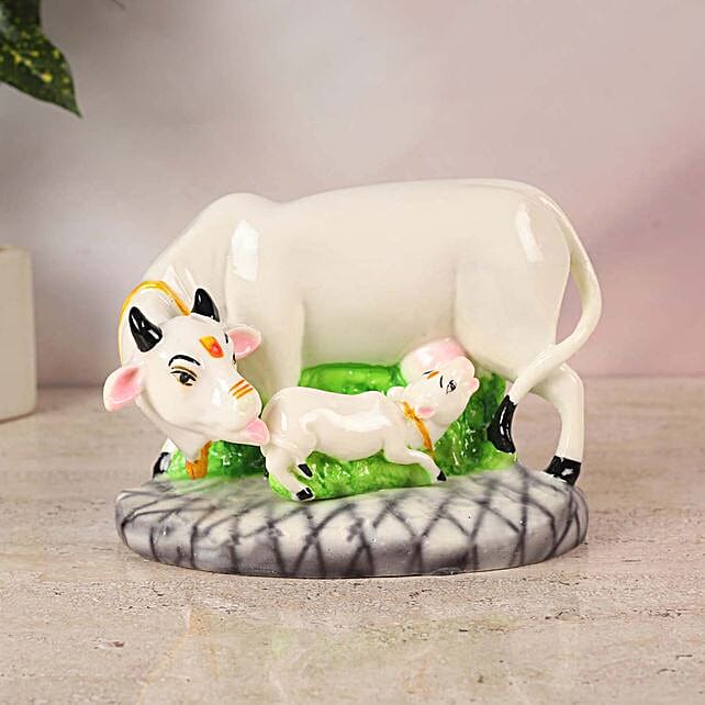 Buy/Send Multicolour Cow & Calf Figurine Online- FNP