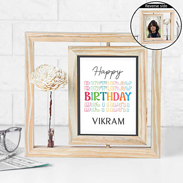 Buy/Send Personalised Rustic Wooden Rotating Photo Frame Online- FNP