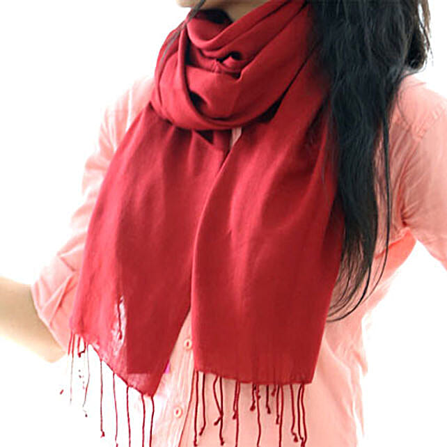 Buy/Send Solid Red Scarf Online- FNP