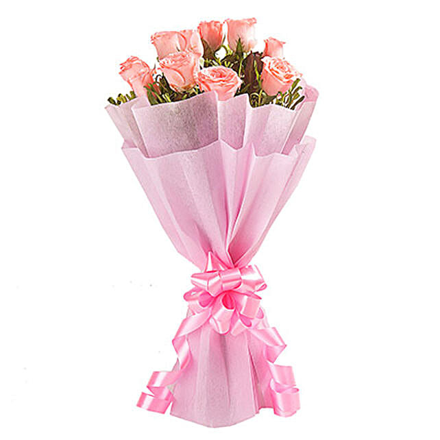 Buy/Send Valentine Pink Roses Bunch Online- FNP