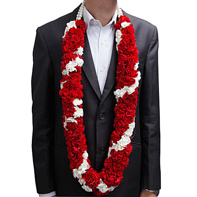 Buy/Send Red Carnation Flower Garland Online- FNP