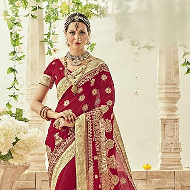 Buy/Send Flawless Heavy Embroidery Saree Online- FNP