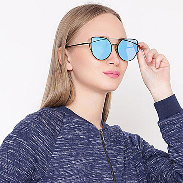 Buy/Send Blue Round Women Sunglasses Online- FNP