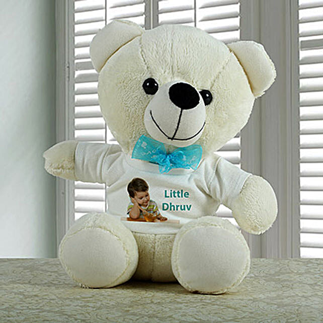 Buy/Send Off White Personalized Teddy Online- FNP