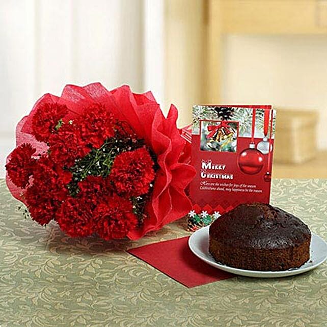 Buy/Send Carnations N Plum Cake Online- FNP