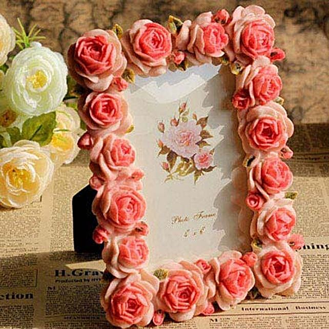 Buy/Send Personalized Pink Roses Photo Frame Online- FNP
