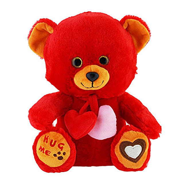 Buy/Send Red Teddy Bear With Hearts Online- FNP