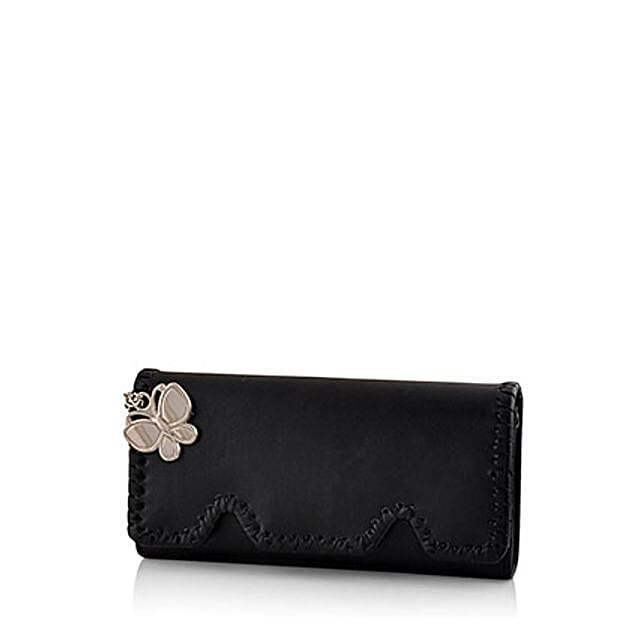 Buy/Send Butterflies Beautiful Black Wallet Online- FNP