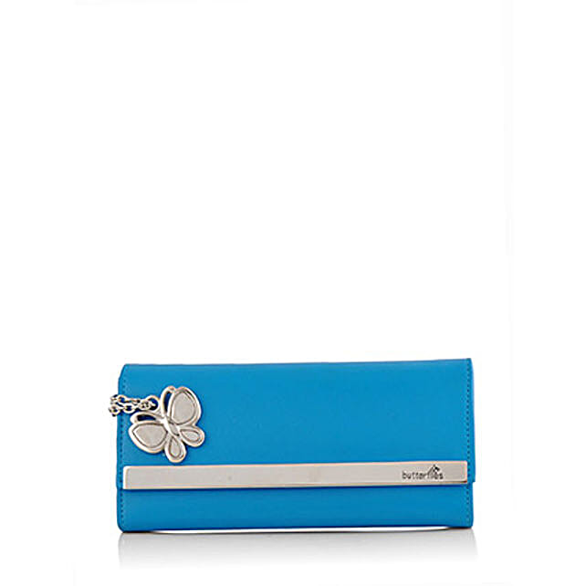 Buy/Send Butterflies Sky Blue Wallet Online- FNP