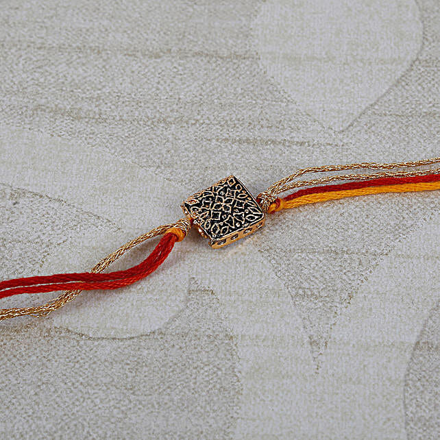 Buy/Send Antique Golden Square Rakhi Online- FNP