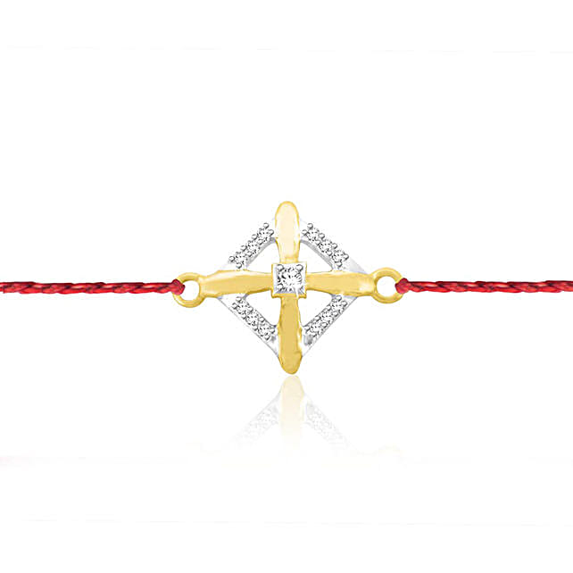 Buy/Send Diamond Square Gold Rakhi Online- FNP