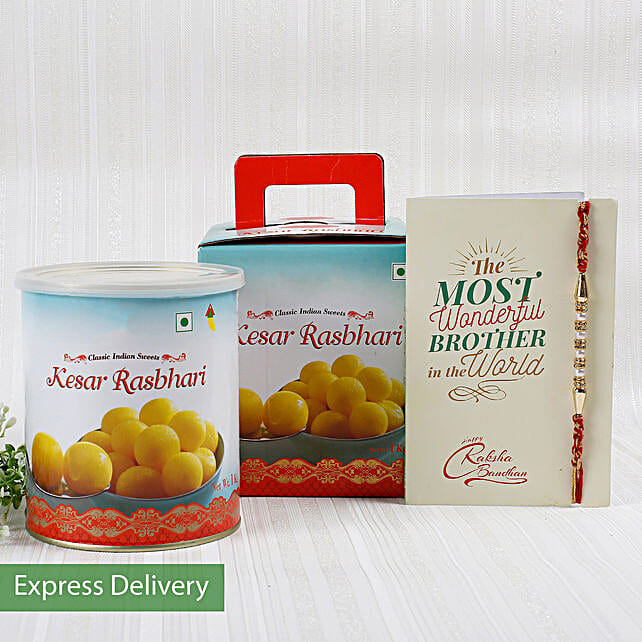 Buy/Send Rakhi And Sweet Kesar Rasbhari Online- FNP