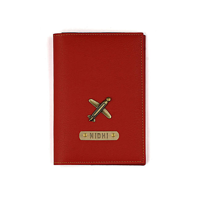 Buy/Send Red Personalised Passport Cover Online- FNP