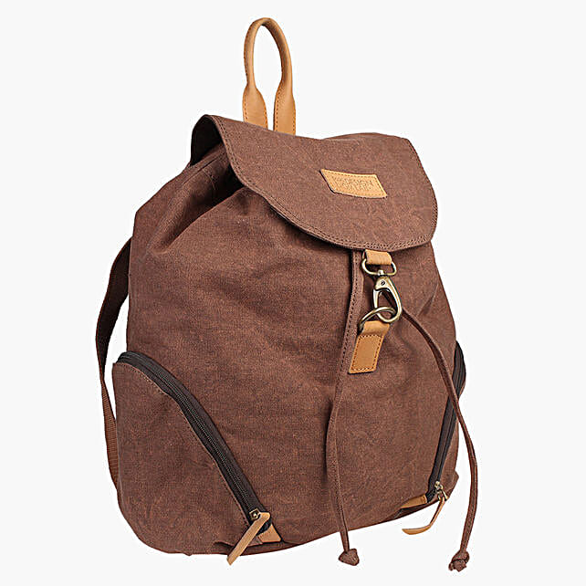 Buy/Send Brown Canvas Backpack Online- FNP