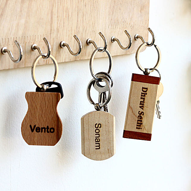 Buy/Send Personalised Engraved Wooden Key Chains- Set of 3 Online- FNP