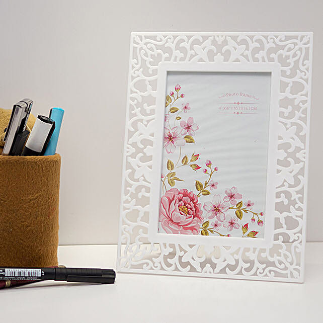 Buy/Send White Designer Photo Frame Online- FNP