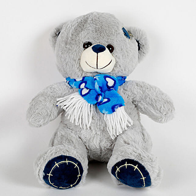 Buy/Send Small Teddy Bear With Muffler Pink Online- FNP