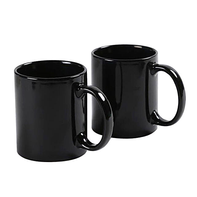 Buy/Send Two Plain Black Mugs Online- FNP